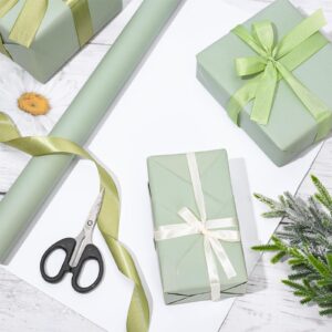 JarThenaAMCS Sage Green Wrapping Paper - Mini Roll - 17 In x 32.8 Ft Solid Green Gift Wrap Paper Decorative DIY Art Craft Paper for Wedding Birthday Baby Shower Party Supplies