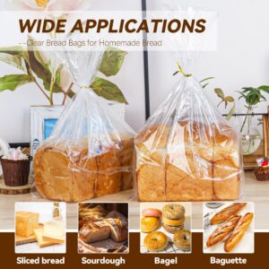 NPLUX Bread Bags for Homemade - Clear Cellophane Bags Plastic Treat Bags with Ties for Airtight Storage of Baked Goods（100PACK, 8x8x14in)