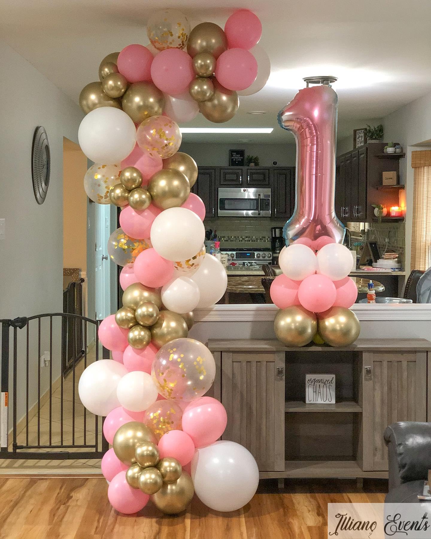 Pink and Gold Balloons Garland Kit, 124pcs Pink White Gold Confetti Metallic Latex Balloons Arch for Girls Baby Shower, Birthday, Wedding Decorations