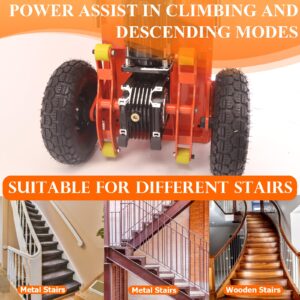 NPLJIKE Electric Stair Climbing Hand Trucks Cart Easy Up/Down with Solid Rubber Tires, 1200 W 880lb Max Load for Moving Warehouse Logistics Distribution 24Ah (Orange)