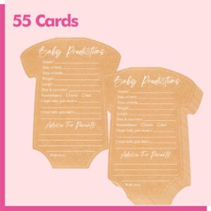 55PCS Baby Predictions, Double Sided Advice Cards Baby Shower Decorations Cards Wishes to Baby for Parents