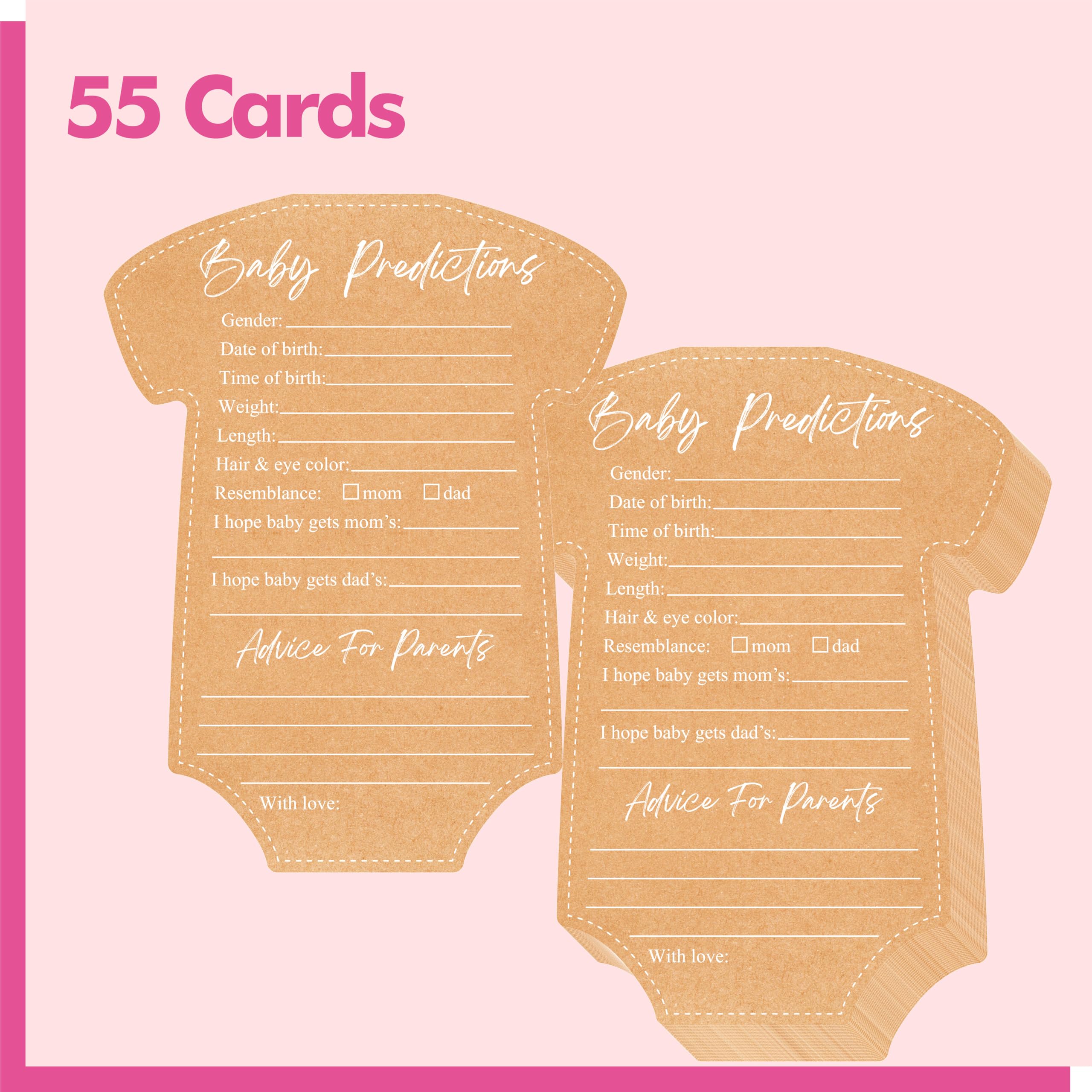 55PCS Baby Predictions, Double Sided Advice Cards Baby Shower Decorations Cards Wishes to Baby for Parents