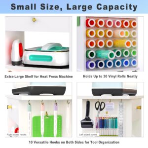 Craft Organization and Storage Rolling Cart Compatible with All Cricut Machines, Craft Table with 30 Vinyl Roll Holders,Craft Cart with Storage for Craft Room Home