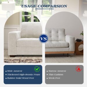 WorthFurni 89 Inch Sofa Couch, Modern 3 Seater Couch with Removable Covers and USB Ports, Large Chenille Comfy Sofa for Living Room, Oversized Loveseat Sofa for Apartment (Beige)