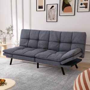 hcore convertible memory foam bed couch,futon loveseat sleeper sofa sofabed, standard grey