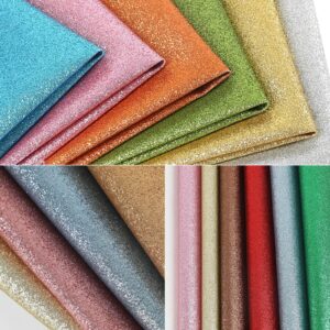 CCINEE 20pcs Glitter Faux Leather Sheets,20 Color 8.3 X 11.8 Inches Shiny Pu Leather Fabric for Craft Bow Earring Clips Bags Sewing DIY Making