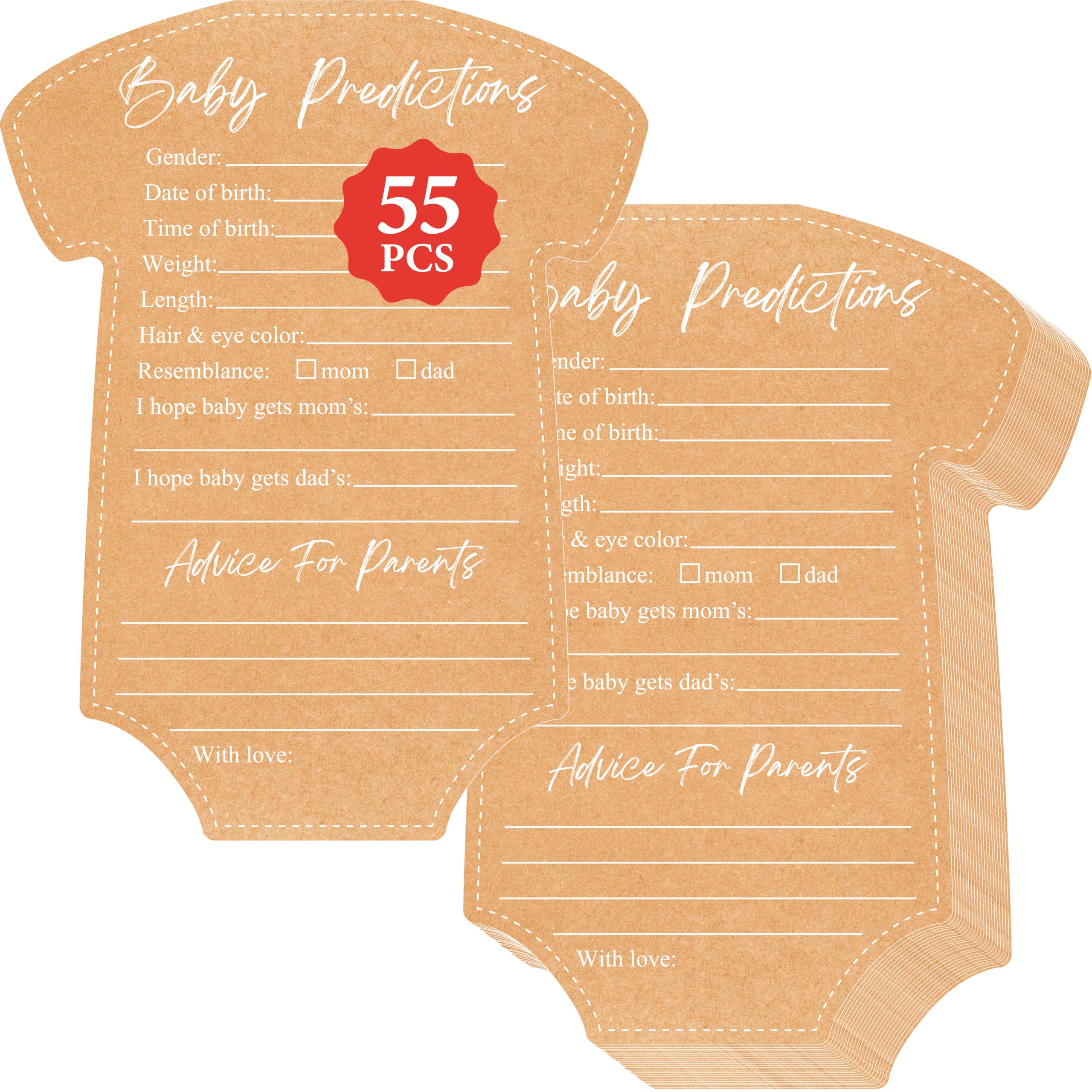 55PCS Baby Predictions, Double Sided Advice Cards Baby Shower Decorations Cards Wishes to Baby for Parents