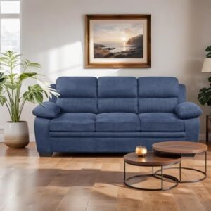 Lexicon Vega 80" W Fabric Living Room Sofa Couch, Blue