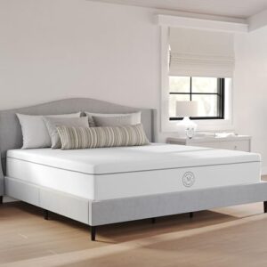 martha stewart sleepcomplete king mattress in a box, firm pocket spring and foam hybrid mattress, dual-action cooling, 5-way zoning, coolweave cover, 12 ", white