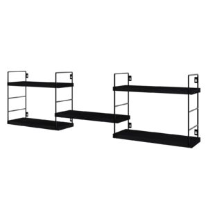 eifiwot floating wall shelves, wooden partitions,wall-mounted storage rack, various combinations can be adjusted, suitable for bedroom, living room, office, or any other space it might fit (black)