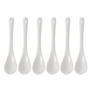 mosuji set of 6 premium white porcelain coffee spoons for espresso, tea, sauces, and desserts