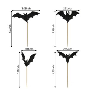 12 Pcs Halloween Cupcake Toppers, Halloween Bat Cake Decorations, Halloween Cupcake Decorations, Black Glitter Bat, Halloween Cupcake Picks for Halloween Theme Party, Bat Birthday, Baby Shower