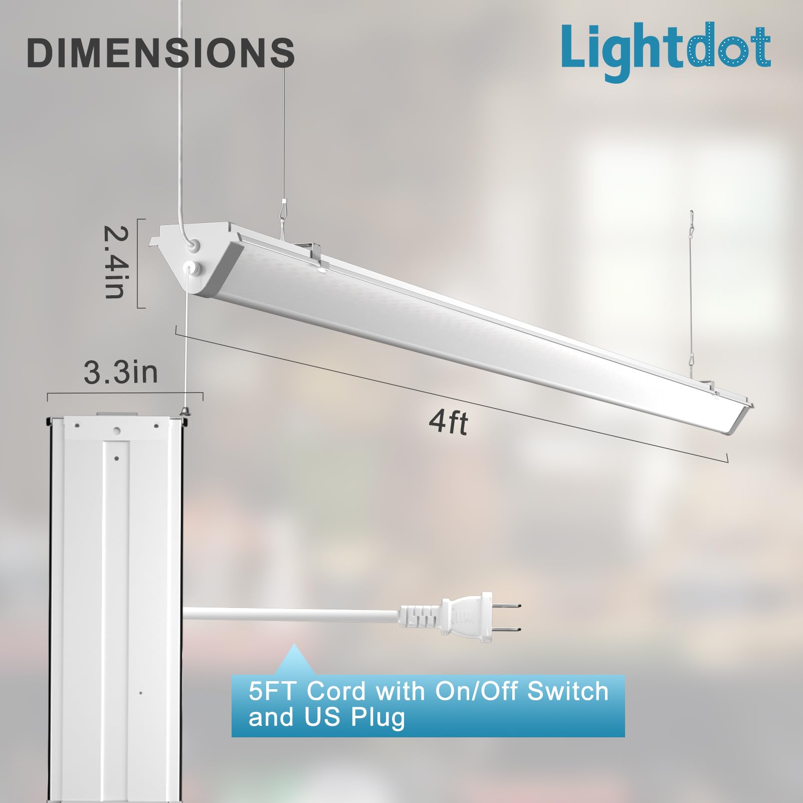 Upgraded 8 Pack 4FT Linkable Heavy-Duty LED Shop Light with Pull Chain, 50W 7500LM 100-277V 5000K Shop Lights LED 4ft Plug in for Workshop Garage, Hanging & Flush Mount-White