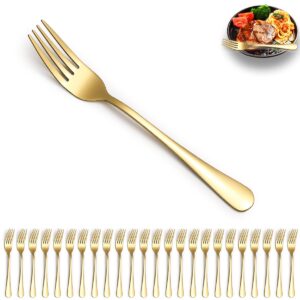 reanea gold dinner forks 24 pieces, stainless steel titanium gold plating table forks for home, restaurant, wedding, parties, events, daily use