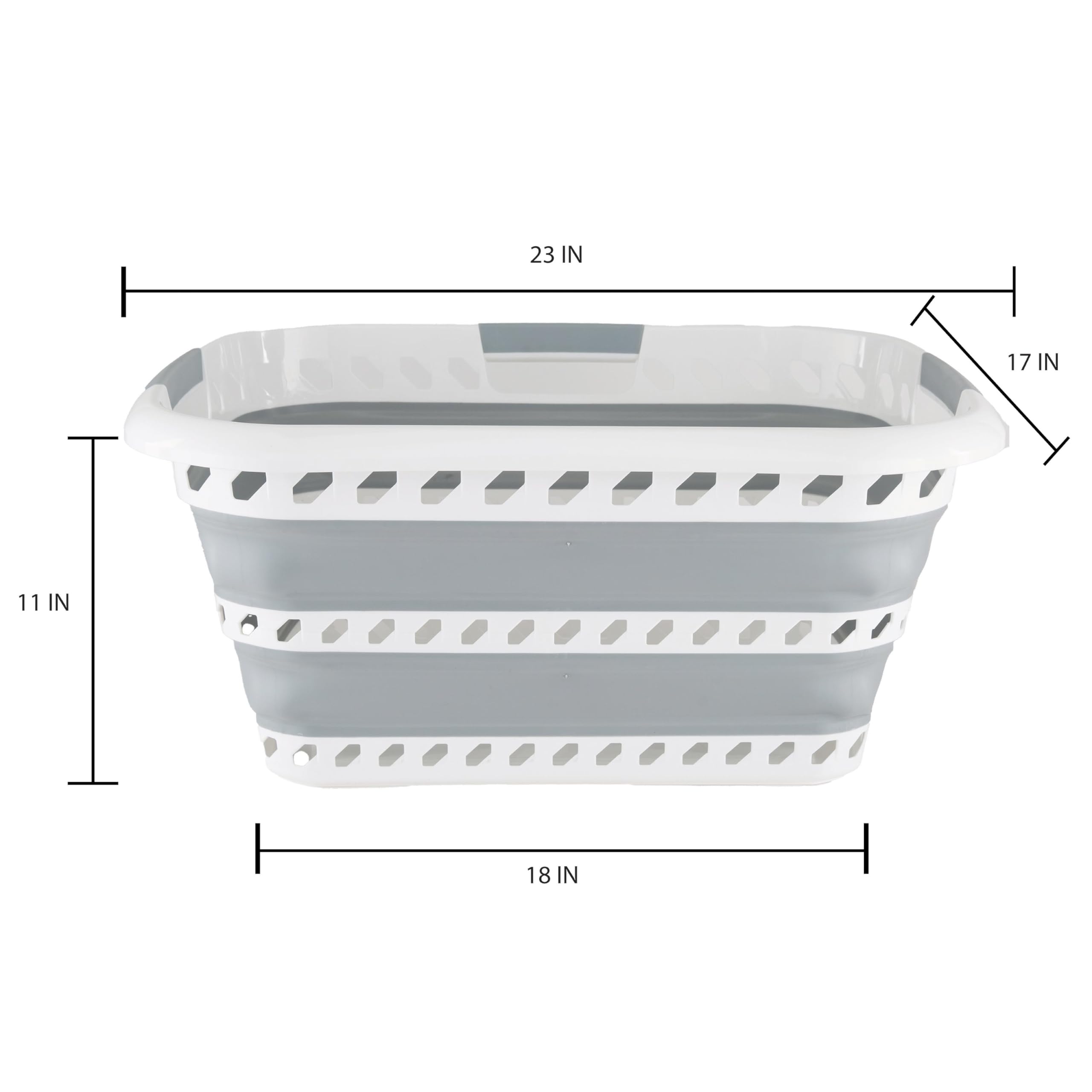 Simplify Collapsible Laundry Basket | Portable | Space Saver Storage | Hold 2 Loads | Store Under the Bed or Closet | Good for Kids | Dorm | Bedroom | Large | White/Grey