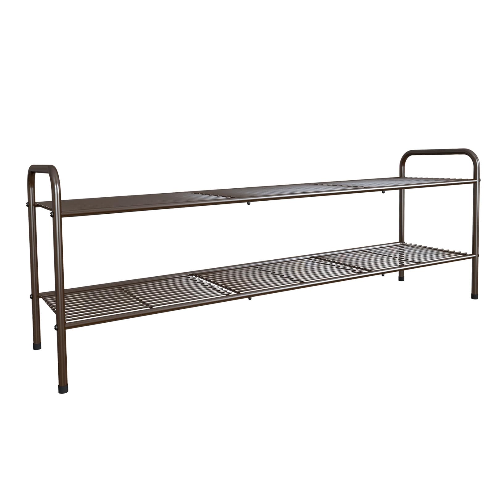 Glynym 2-Tier Long Metal Shoe Rack,Extra Large Capacity Adjustable Shoe Organizer Shelf for Closet Entryway,Bronze 42" W × 16.1" H