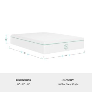 Martha Stewart SleepComplete Full Mattress in a Box, Medium-Firm Triple-Action Cooling Gel Memory Foam Mattress, Removable Coolweave Jacquard Cover, 12", White