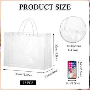 woric 15 Pack Large Clear Gift Bags with Handle, 16"X6"x12" Large Plastic Bag Christmas Gift Bags Shopping Bags For Small Business Gifts Wedding Party Favors Christmas