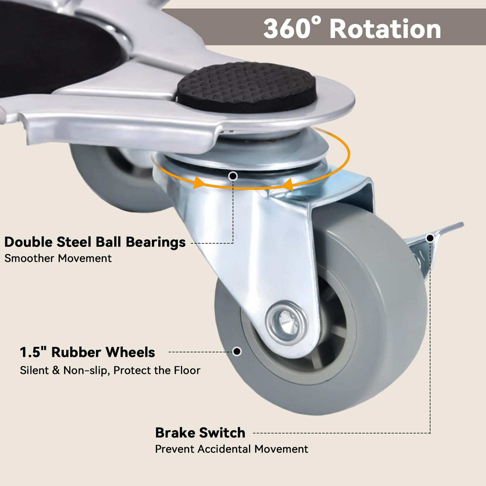 CypherCore Furniture Dolly with 5 Wheels Heavy Duty, Moving Dolly with Lifter Tool 1600 LBS Load Capacity, Carbon Steel Panel Easy Sliders Dolly for Moving Appliances, Sofa, Tables, Refrigerators