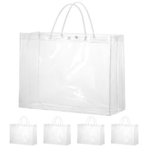 woric 15 pack large clear gift bags with handle, 16"x6"x12" large plastic bag christmas gift bags shopping bags for small business gifts wedding party favors christmas