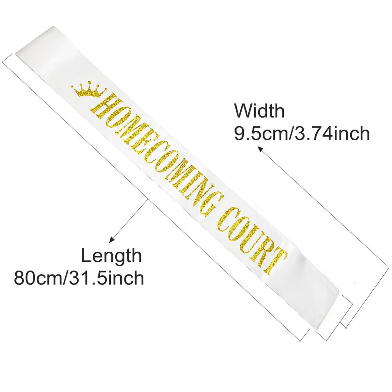 Ashaqshnglee Homecoming Court Sashes Bulk 6 pack, Gold Glitter Letter Sashes for Pageants Homecoming Party School Dance Graduation Party Favors Decorations Accessories,White