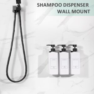 Supforce Shampoo Dispenser for Shower Wall Mount 3 Chamber, No Drill Shampoo and Conditioner Dispenser with Waterproof Labels, Easy Refill Shower Soap Dispenser Wall Mounted for Bathroom Home Hotel