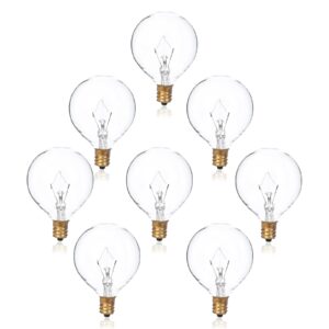 hinuaxbulb 8 pack 40 watt wax warmer bulb replacement light bulb for full size scentsy warmer 120v g50 e12 incandescent standard base for indoor outdoor patio string lights