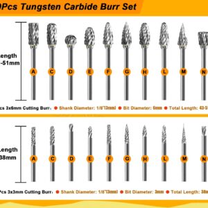 CAROTUPY Tungsten Carbide Burr Set 1/8" Shank，Die Grinder Bits with Sanding Drums and Cutting Wheel Set, 195Pcs Pratical Sanding Bits Kit for Metal, Wood, Plastic, Glass