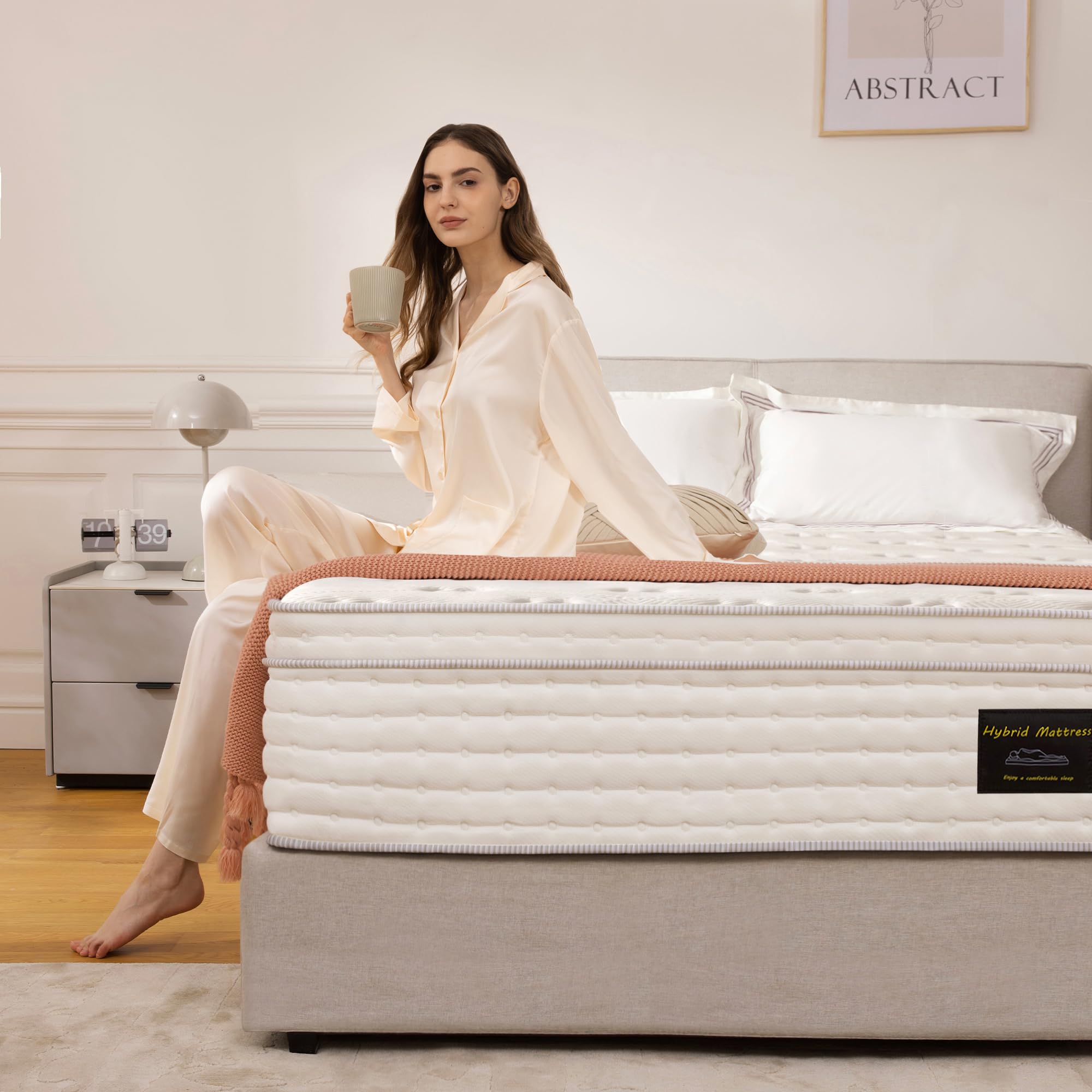 UniPon Queen Size Mattress, 14 Inch Queen Hybrid Mattress with Gel Memory Foam, Bed Mattress Extra Lumbar Support for Pressure Relief