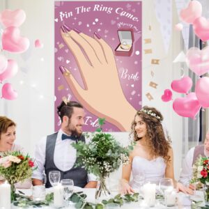 Hxezoc Pin The Ring On The Bride Game with 48 Pcs Rings, Large Bridal Party Games Poster for Bachelorette Party, Bridal Shower, Wedding Party, Birthday Party, Carnival Party Supplies