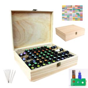 xixibuy wooden essential oil kit, essential oil holder, essential oil storage organizer travel display, holds 68 bottles with oil opener, stickers, perfume test paper