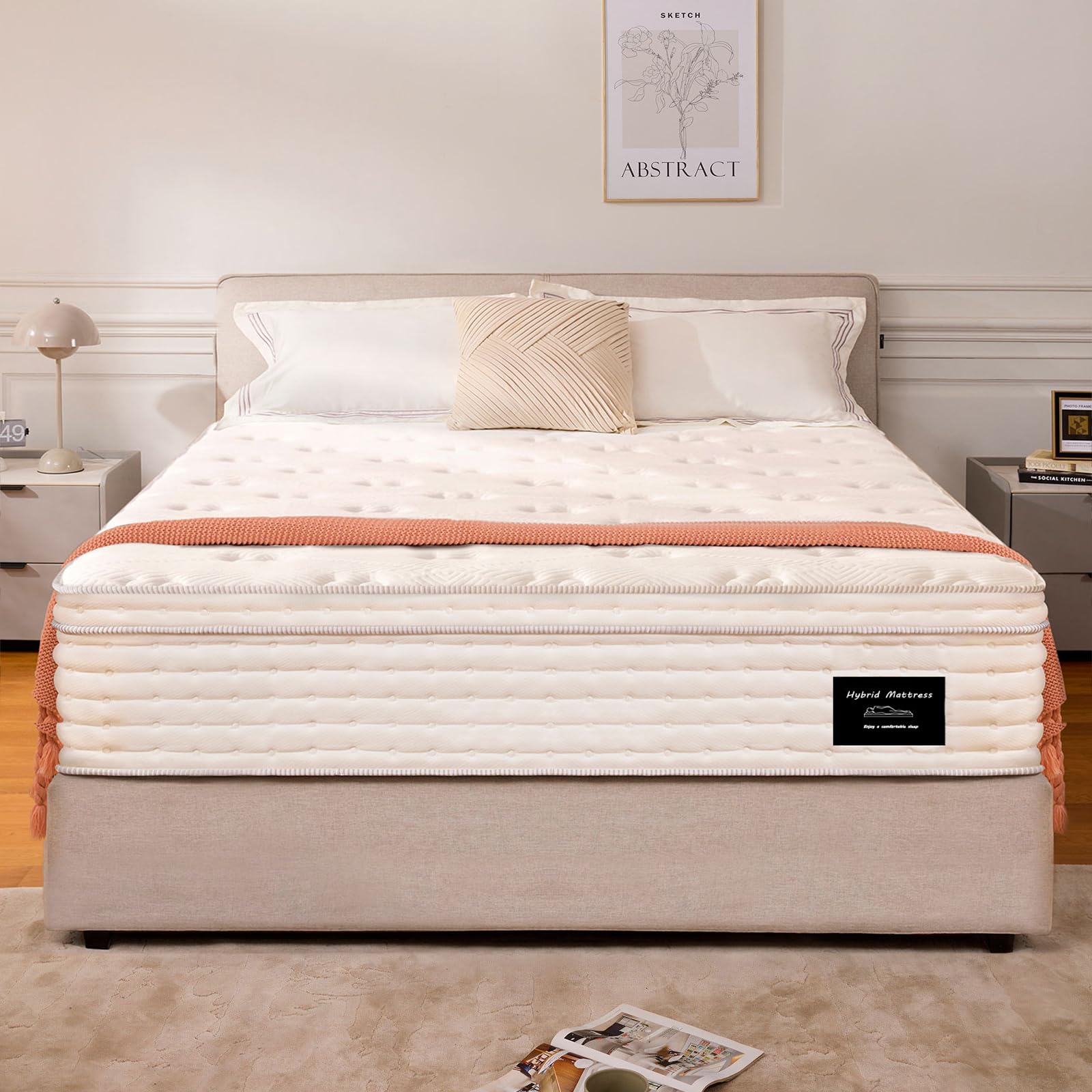 UniPon King Size Mattress, 14 Inch King Hybrid Mattress with Gel Memory Foam, Bed Mattress Extra Lumbar Support for Pressure Relief