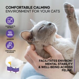 Cat Calming Pheromone Diffuser : Cat Calming Diffuser Advanced for Cat Anxiety Stress - Cat Pheromone Diffuser Reduce Cats Spraying, Fighting & Scratching Relaxuble Calming for All Of Cats 48ml x 2