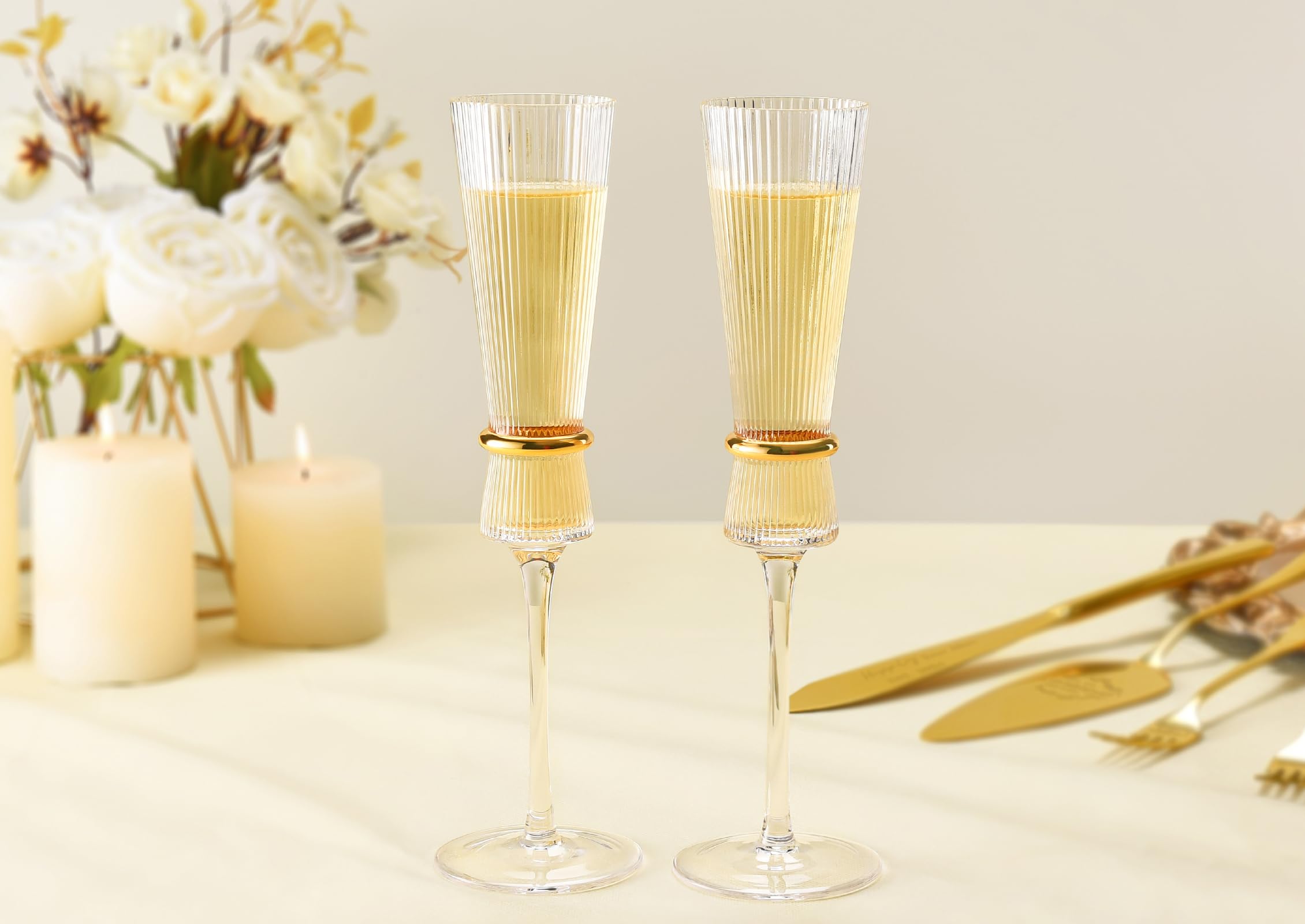 Parihy Wedding Champagne Flutes set of 2, Crystal Champagne Flutes for Mr and Mrs, Bridal Shower Housewarming Gifts, Wedding Gifts Engagement Gifts Bride and Groom