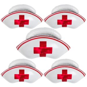 synuo nurse hat foil balloons 27inch white nurse graduation party decoration supplies (5pcs)