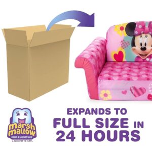 MARSHMALLOW Furniture 2 in 1 Kids Couch, Extendable Sleeper Toddler Couch, Reversible Toddler Chair for Lounging and Sleeping, Minnie Mouse (2 Pack)