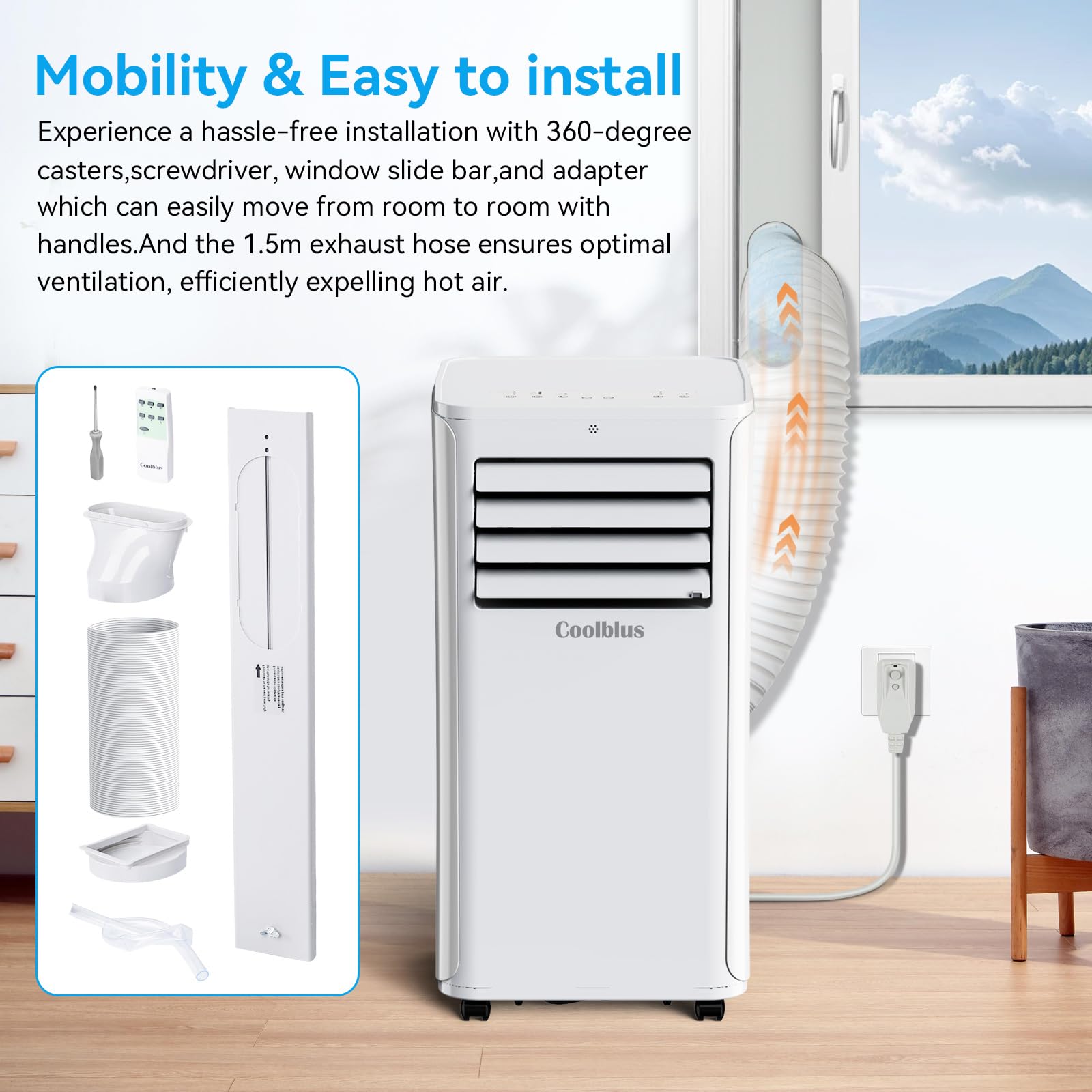 12000 BTU Portable Air Conditioners Cool Up to 550 Sq.Ft,3-in-1 AC Unit with Remote Control/LED Display/Installation Kits & Screwdriver/24Hrs Timer for Home/Office,12000BTU