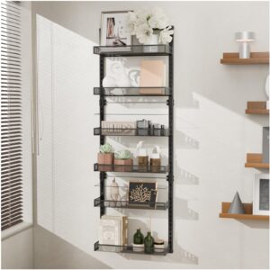 brgmaus wall mounted baskets set kitchen large spice rack 6 tier bathroom shower caddy over the door storage rack heavy-duty metal adjustable organizer pantry organization 50" h x 6" d x 17" w