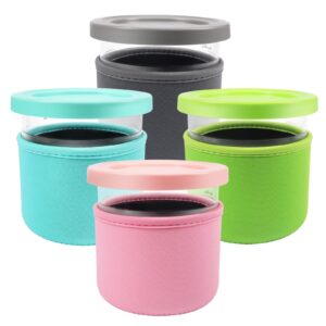 ginoya ice cream sleeve for ninja nc301 pints, 4pcs reusable insulated neoprene sleeves accessories compatible with nc300 nc299amz series ice cream maker containers, 16oz (tups not included)