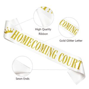 Ashaqshnglee Homecoming Court Sashes Bulk 6 pack, Gold Glitter Letter Sashes for Pageants Homecoming Party School Dance Graduation Party Favors Decorations Accessories,White