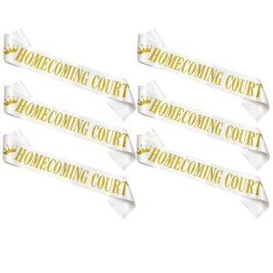 ashaqshnglee homecoming court sashes bulk 6 pack, gold glitter letter sashes for pageants homecoming party school dance graduation party favors decorations accessories,white