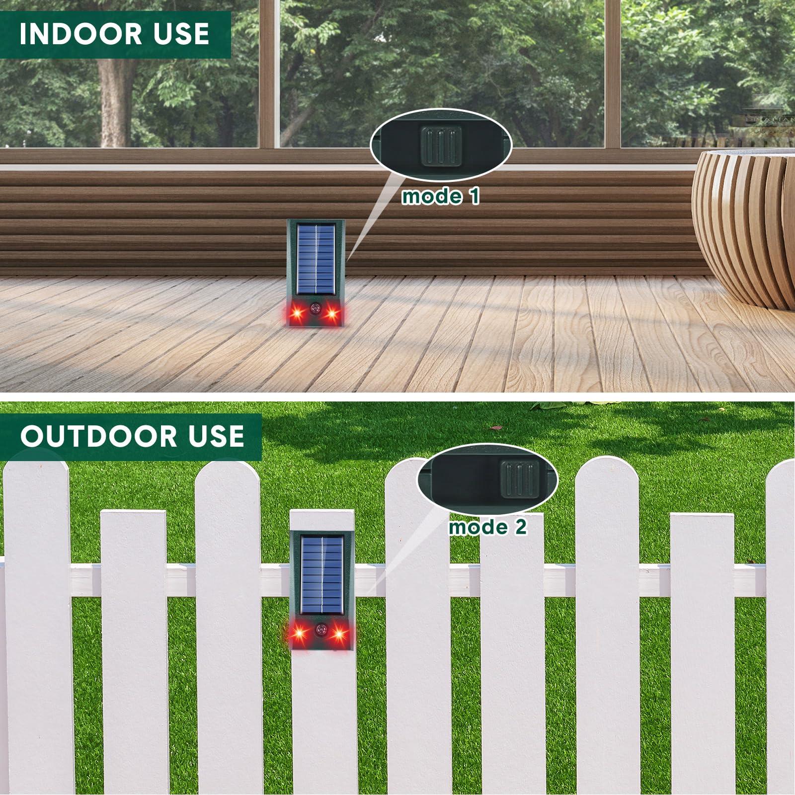 Qualirey 4 Pcs Solar Ultrasonic Animal Repeller Outdoor Mouse Repellent Devices with Strobe Flashing Light Waterproof Solar Animal Repeller for Wolves, Dog, Deer, Yard Garden