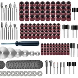 CAROTUPY Tungsten Carbide Burr Set 1/8" Shank，Die Grinder Bits with Sanding Drums and Cutting Wheel Set, 195Pcs Pratical Sanding Bits Kit for Metal, Wood, Plastic, Glass