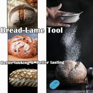 INSPOLIG Magnetic Bread Lame Dough Scoring Tool,Push-Pull Design Bread Lame Slashing Tool, Professional Sourdough Scoring Tool for Sourdough Bread Baking & Making Contain 5 Razor Blades (Blue)