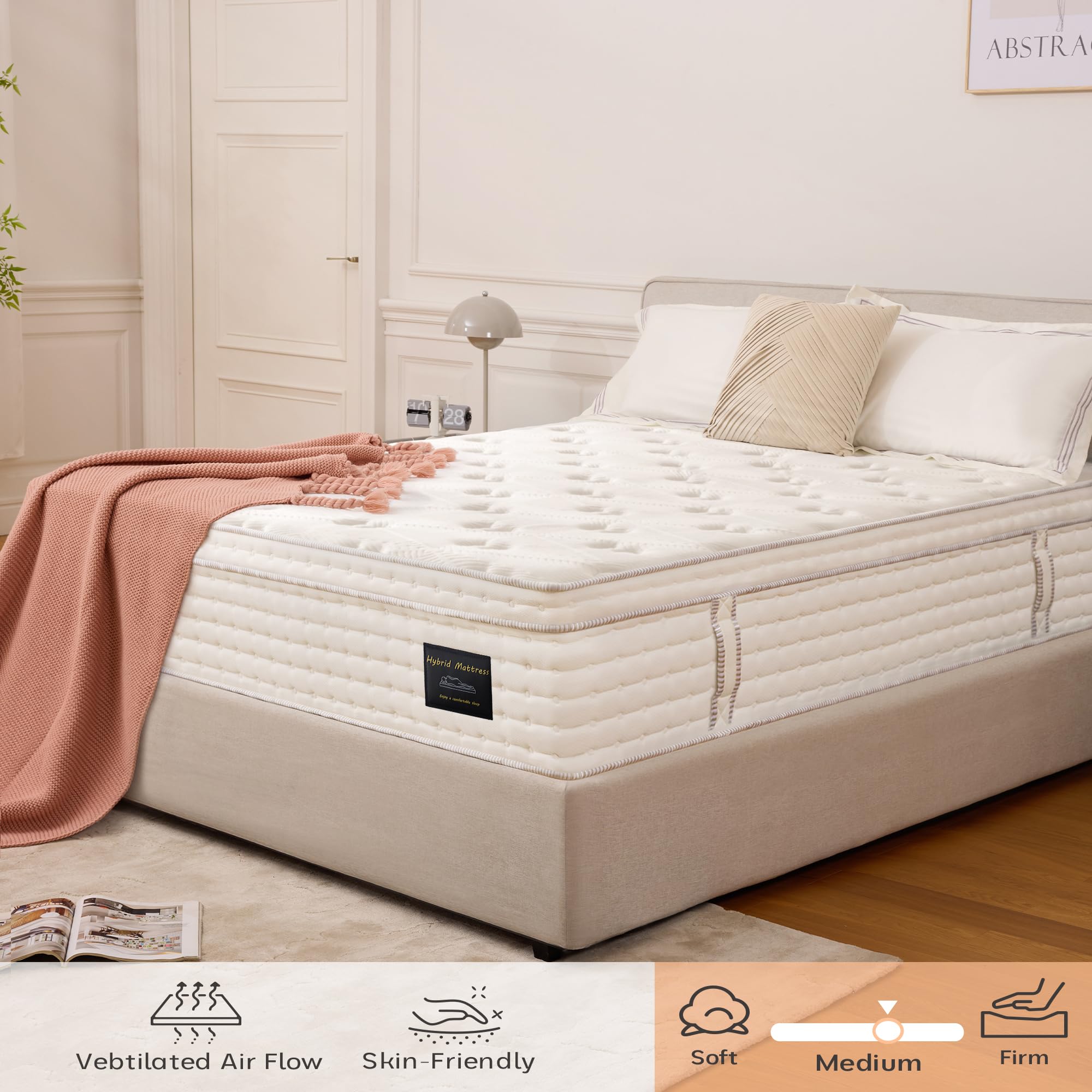 UniPon King Size Mattress, 14 Inch King Hybrid Mattress with Gel Memory Foam, Bed Mattress Extra Lumbar Support for Pressure Relief