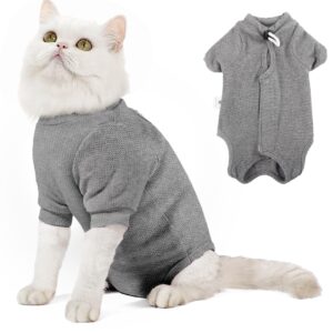 dotoner cat surgery recovery suit for female male anti-licking pet surgical pajamas long sleeve prevent shedding cat spay recovery suit&e collar alternative bodysuit for cats