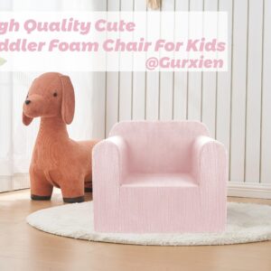 Gurxien Toddler Corduroy Couch Thick Foam Bean Bag Chair Snuggle-Soft Armchair Kids Soft Cuddly Reading Fuzzy Baby Chair Suit for 1-6 T Light Pink