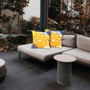 TAJWE Outdoor Pillow Covers 18x18 Set of 2 Waterproof Spring Summer Decorative Throw Pillows Yellow Geometric Cushion Cases for Patio Furniture Porch Sofa Couch Decor