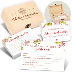 stofinity advice for the bride cards - 50 pcs wedding advice cards for bridal shower decorations, marriage advice and wishes cards box for wedding shower decor