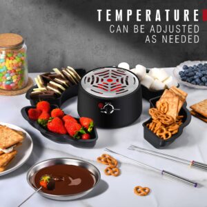 2 in 1 Electric S’mores Maker & Fondue Pot, Tabletop Indoor Smores kit with 4 Roasting Forks, 4 Detachable Trays & 1 Flameless Temperature-controlled Heater, Movie Night Supplies & Housewarming Gifts